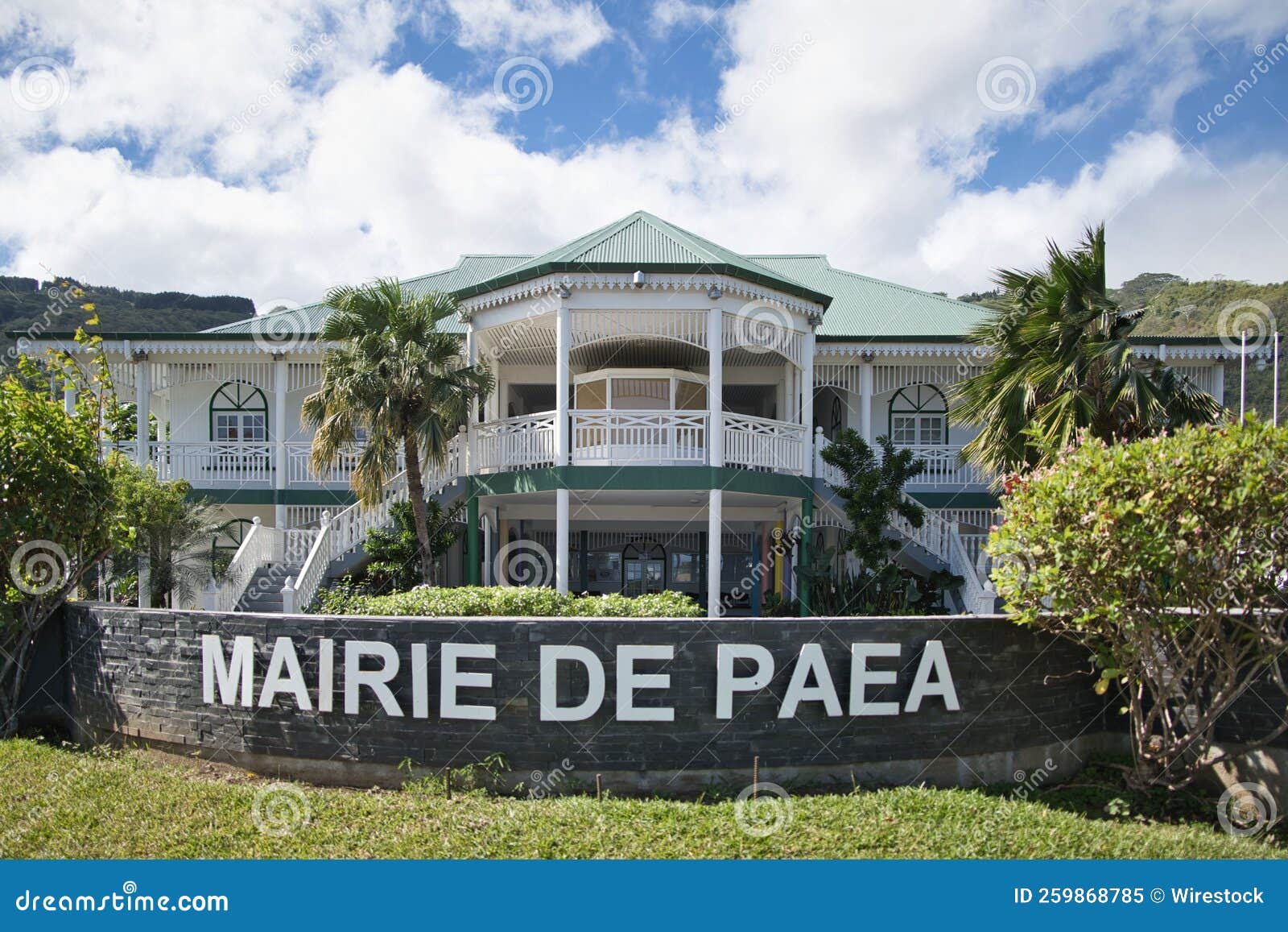 Mairie De Paea Building in Colonial Style with a Cloudscape in the ...