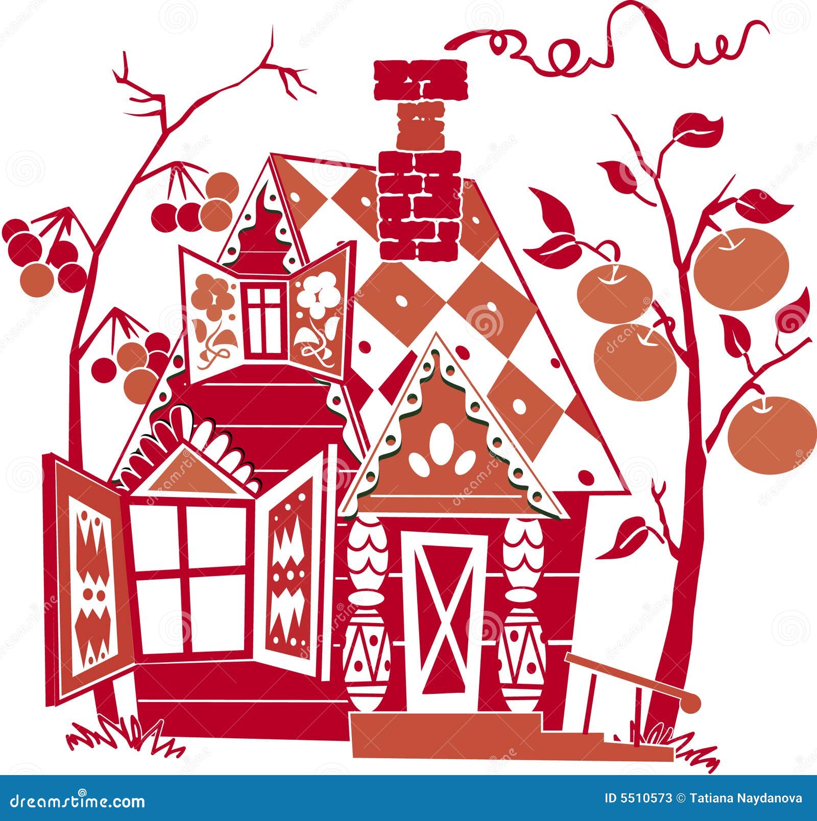 Maison rouge illustration de vecteur. Illustration du extérieur - 5510573