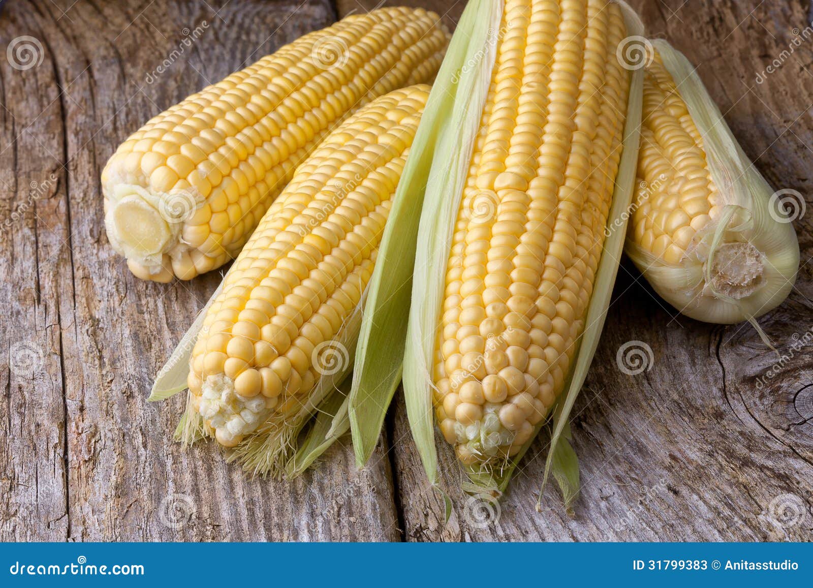 Maize Cob on Wooden Background Stock Image - Image of cereal, food ...