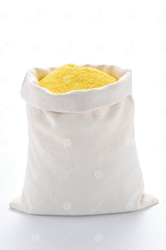Maize flour in the bag stock photo. Image of lots, wooden - 21571186