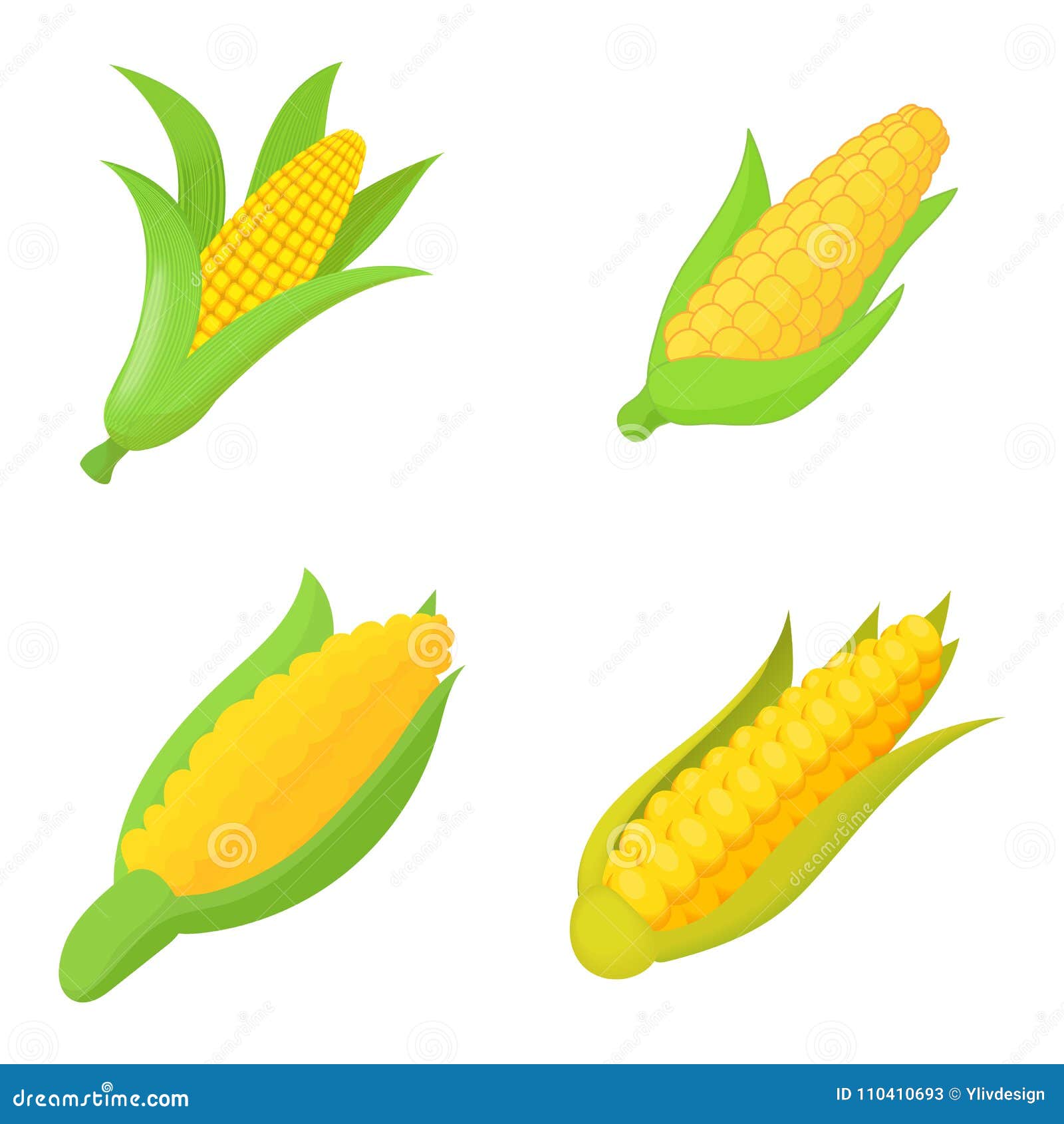 Maize Icon Set, Cartoon Style Stock Vector - Illustration of nutrition ...