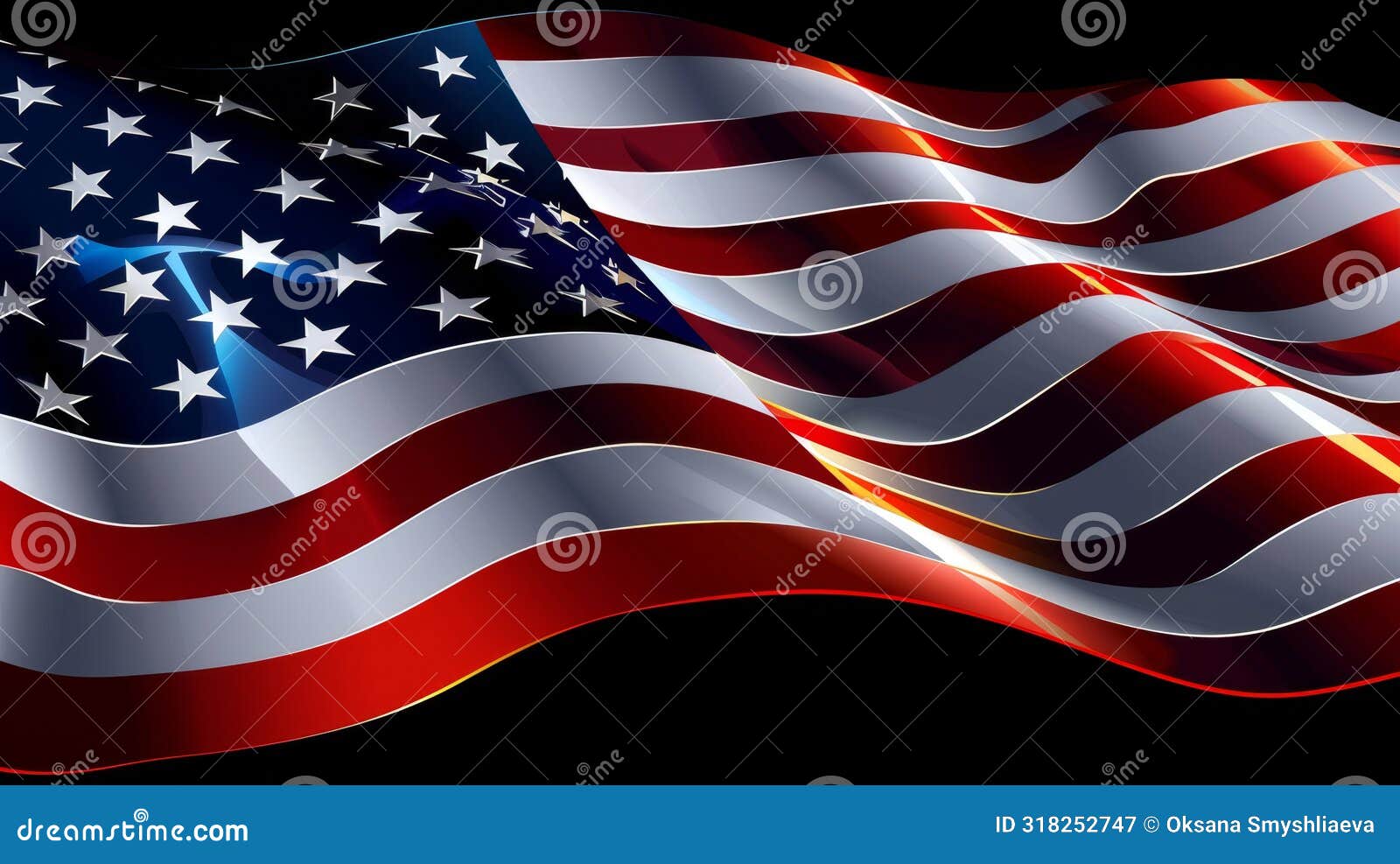 Majestic American Flag Waving in Dramatic Lighting Stock Image - Image ...