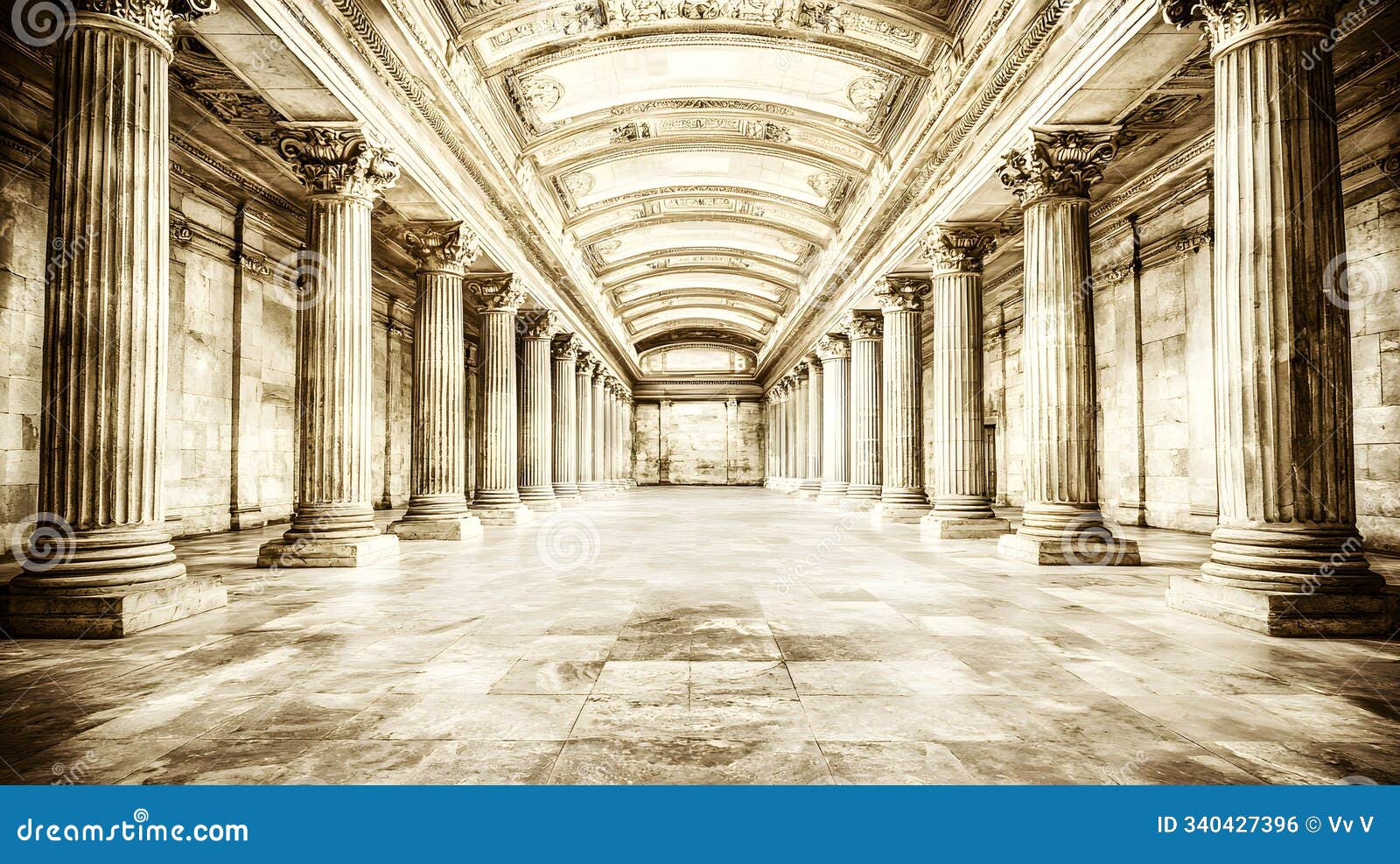 An Ancient Hall With Wooden Doors In An Abandoned Manor House. Royalty ...