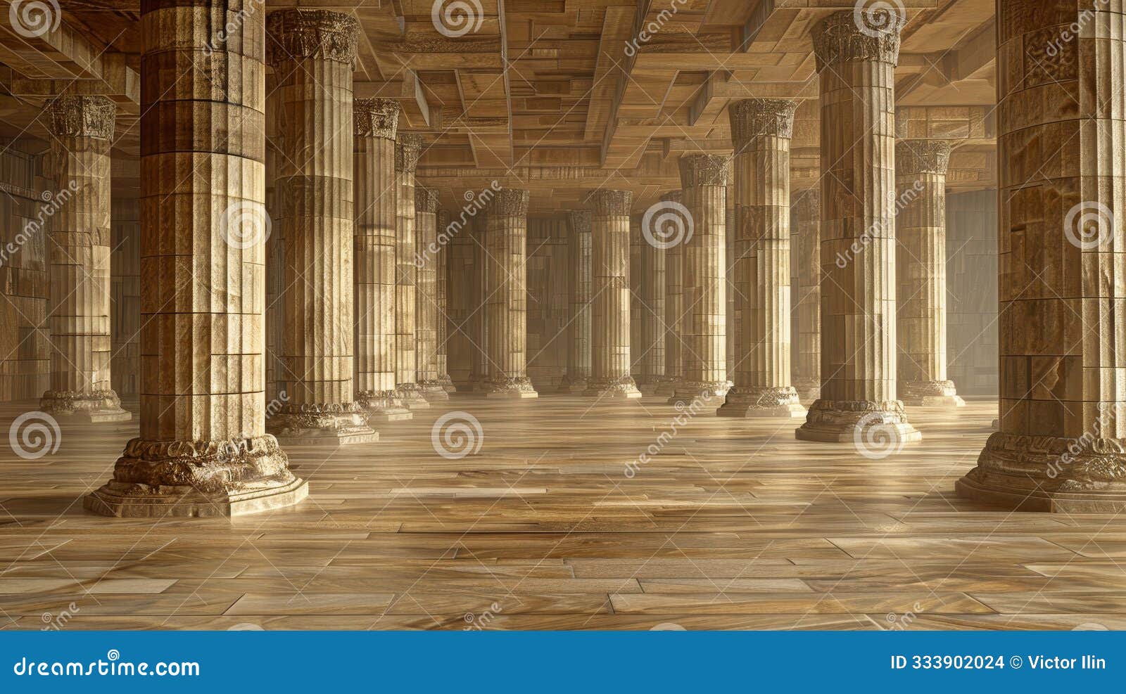Majestic Ancient Temple Interior Soaring Pillars, Sunlight, and Stone ...
