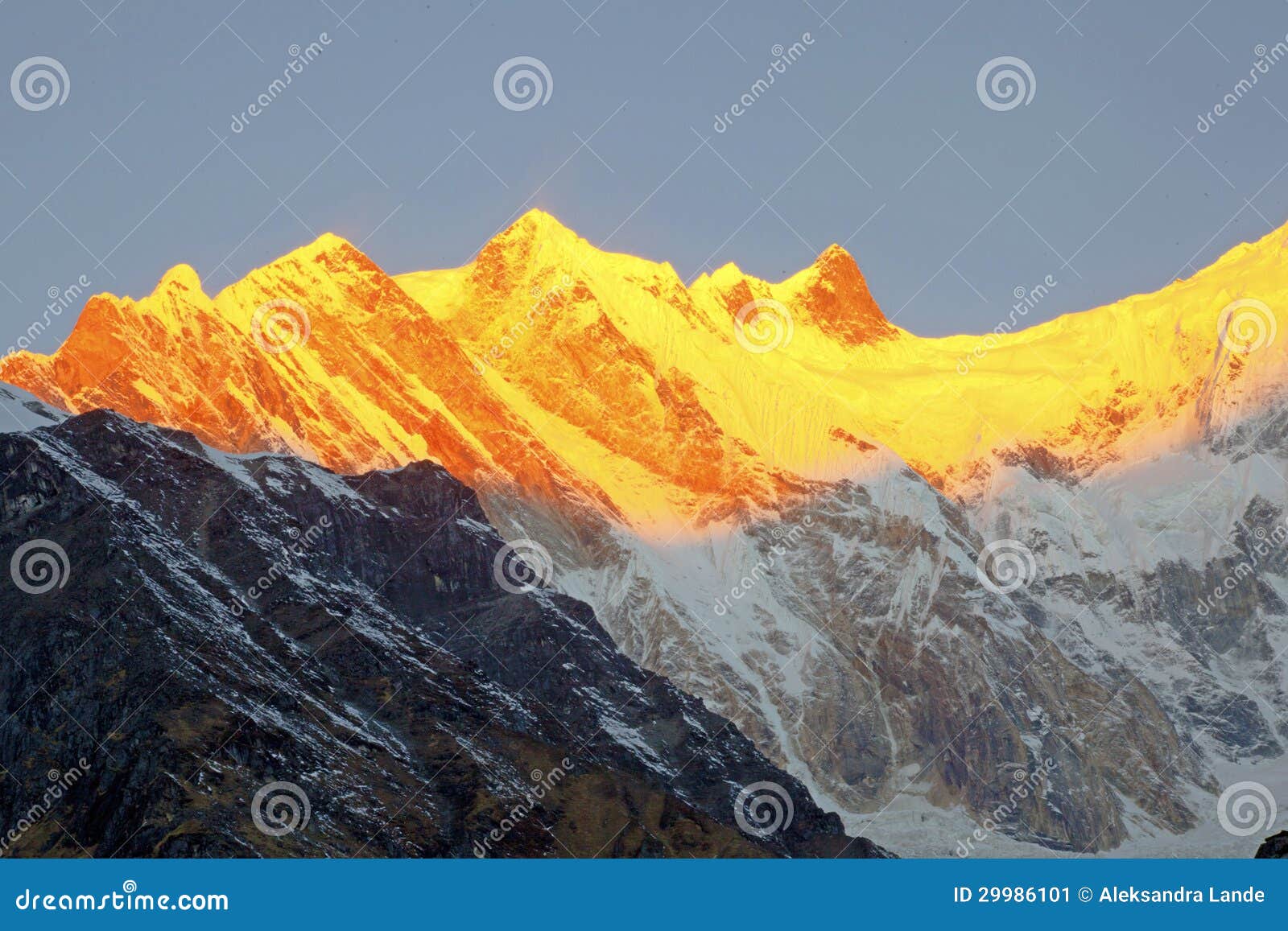 Annapurna Range of the Himalayas Stock Image - Image of glow, annapurna ...