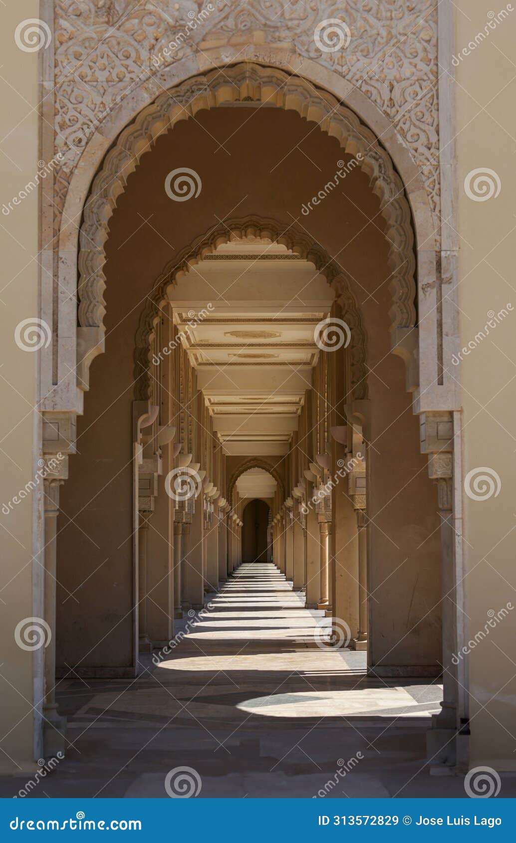Majestic Arched Corridor in Islamic Architecture Stock Image - Image of ...
