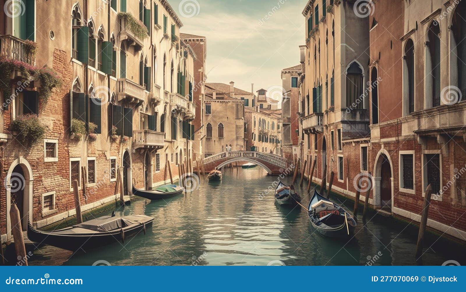 Majestic Architecture Reflects in Multi Colored Canal Water Generated ...