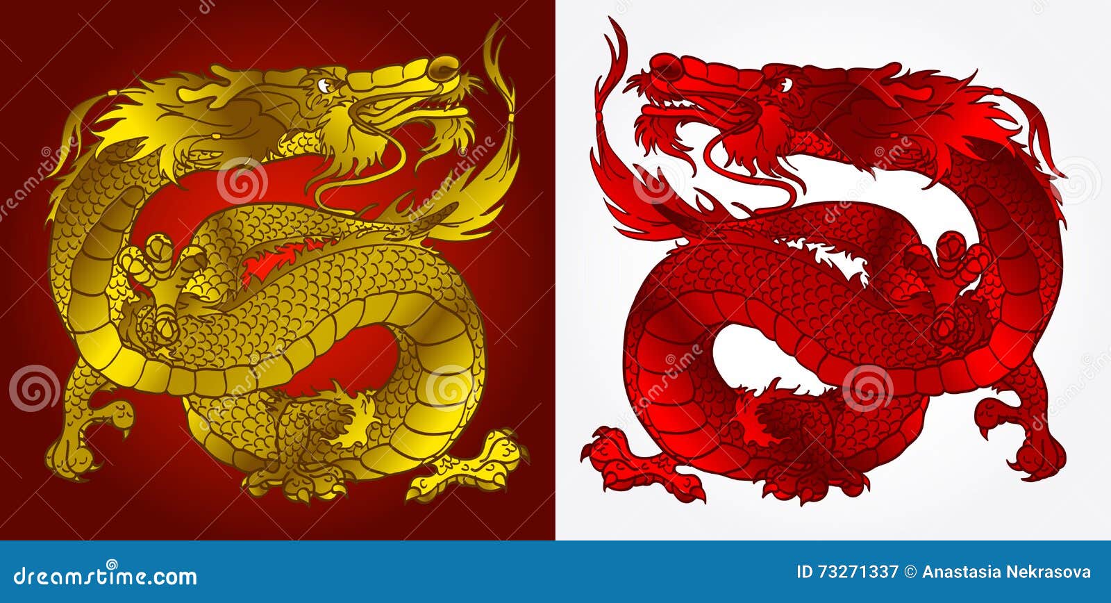 Majestic Asian Dragon Gold and Red Stock Vector - Illustration of ...