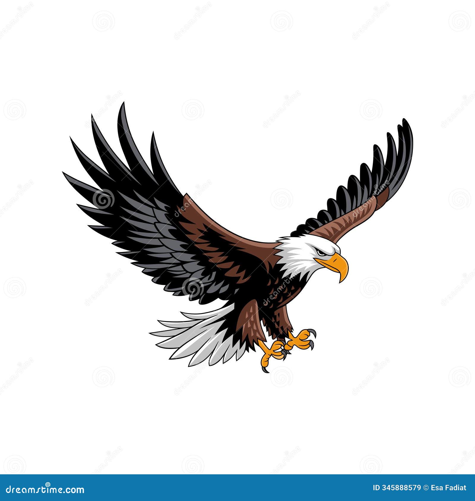 Majestic Bald Eagle in Flight with Spread Wings Stock Illustration ...