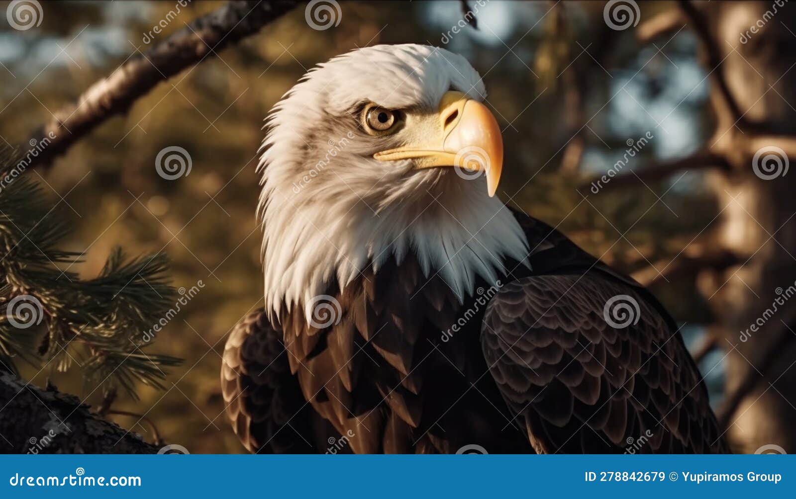 The Majestic Bald Eagle Perching on a Branch, Focused and Regal ...