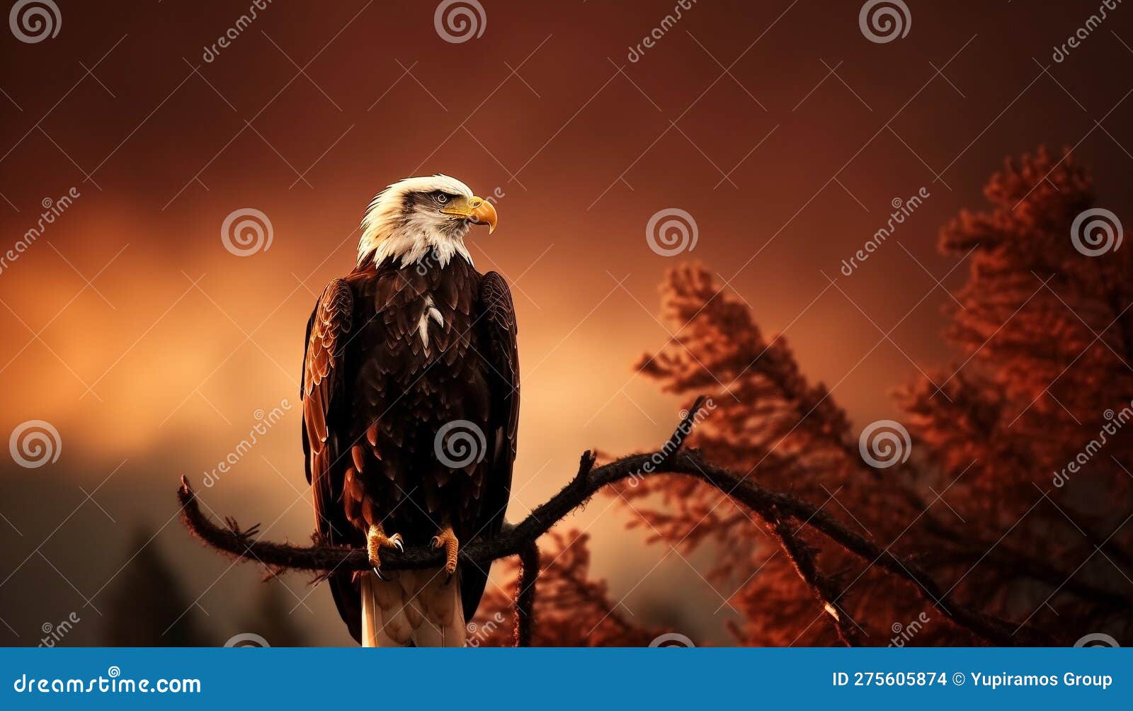Majestic Bald Eagle Perching on Tree Branch Generated by AI Stock Photo ...