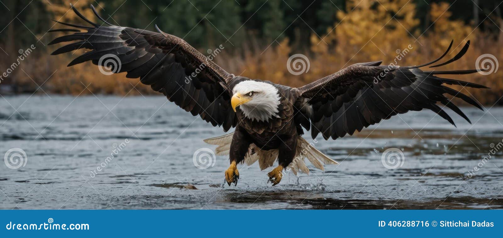 Majestic Bald Eagle Soaring Through A Dynamic Explosion Of Vibrant ...