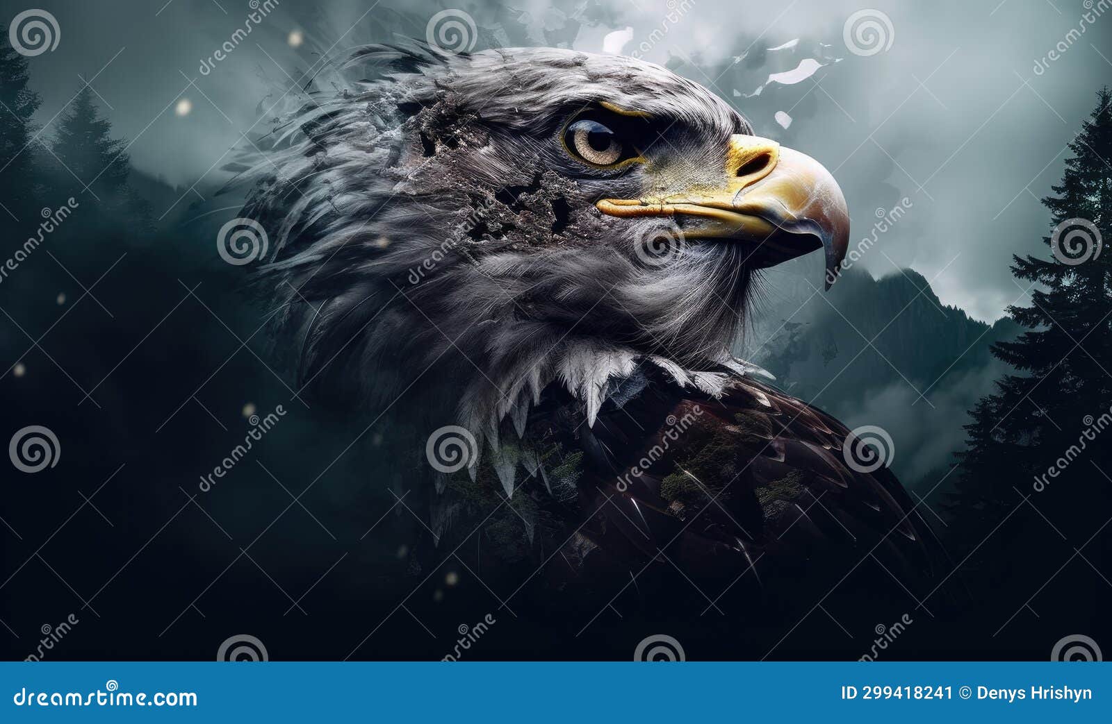 Majestic Bald Eagle Soaring Against Dramatic Night Sky Stock Image ...