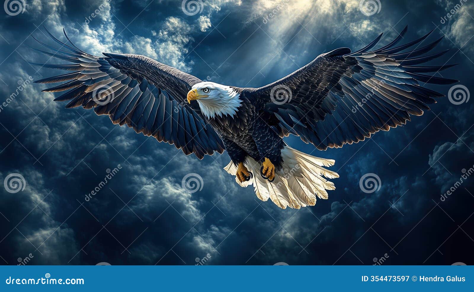 Majestic Bald Eagle Soaring through Dramatic Storm Clouds a Breathtaking Display of Power and ...