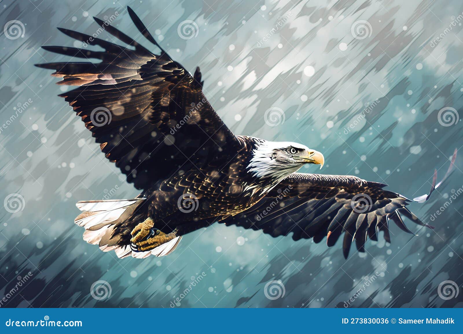 A Majestic Bald Eagle Soaring through the Sky. Generative AI Stock ...