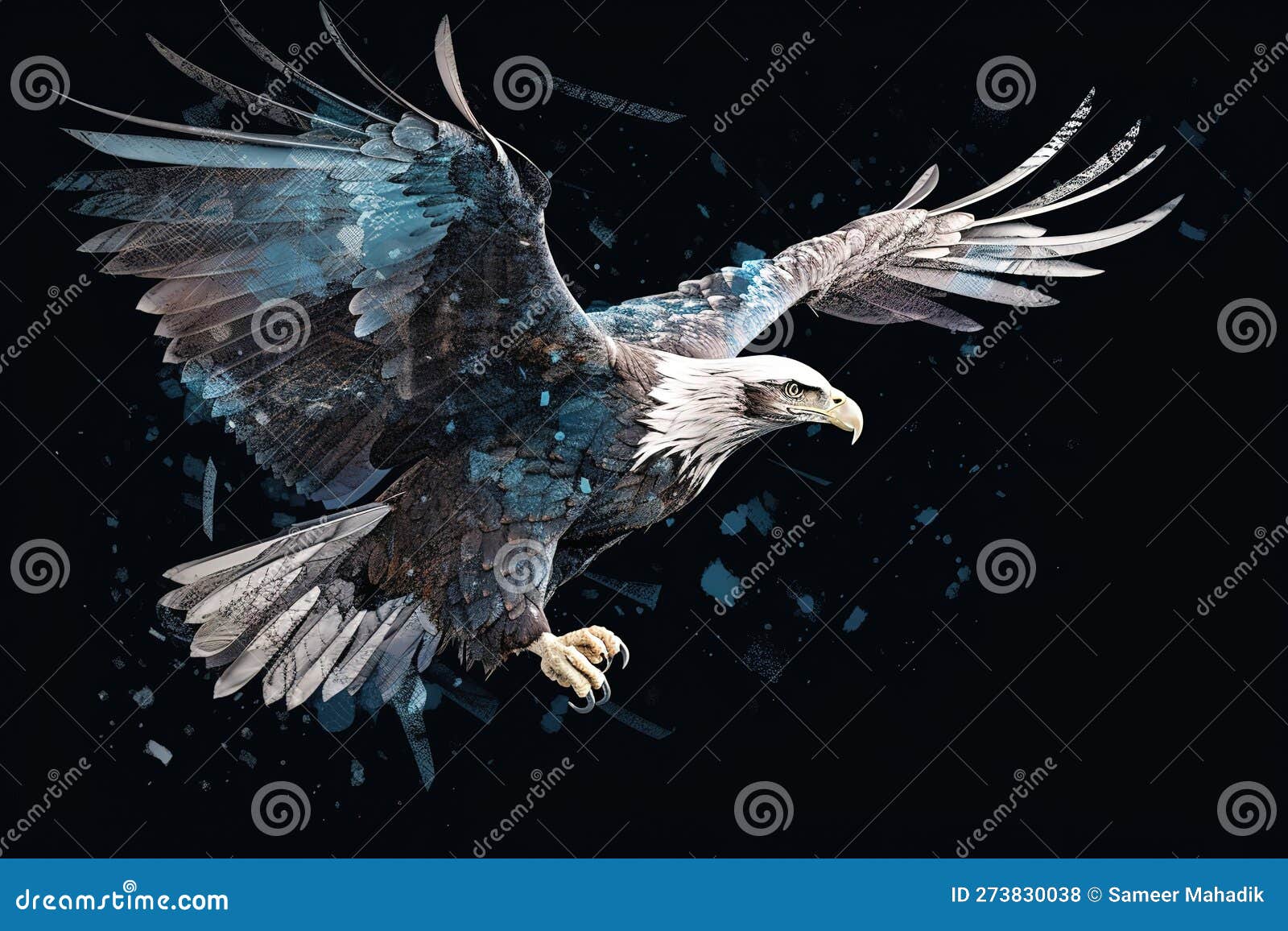 A Majestic Bald Eagle Soaring through the Sky. Generative AI Stock ...