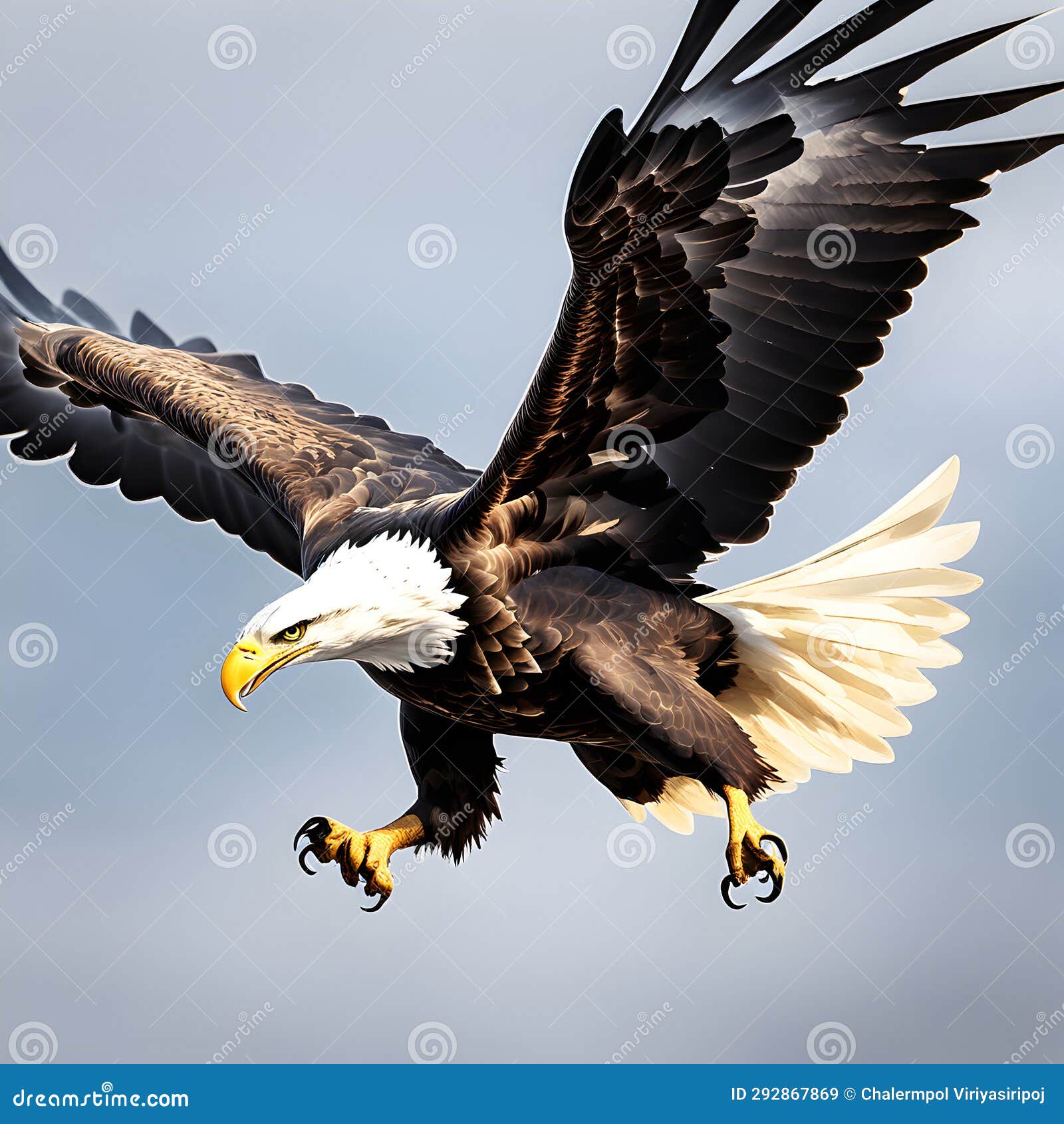 A Majestic Bald Eagle Swooping Down from the Sky. Stock Illustration - Illustration of eagle ...