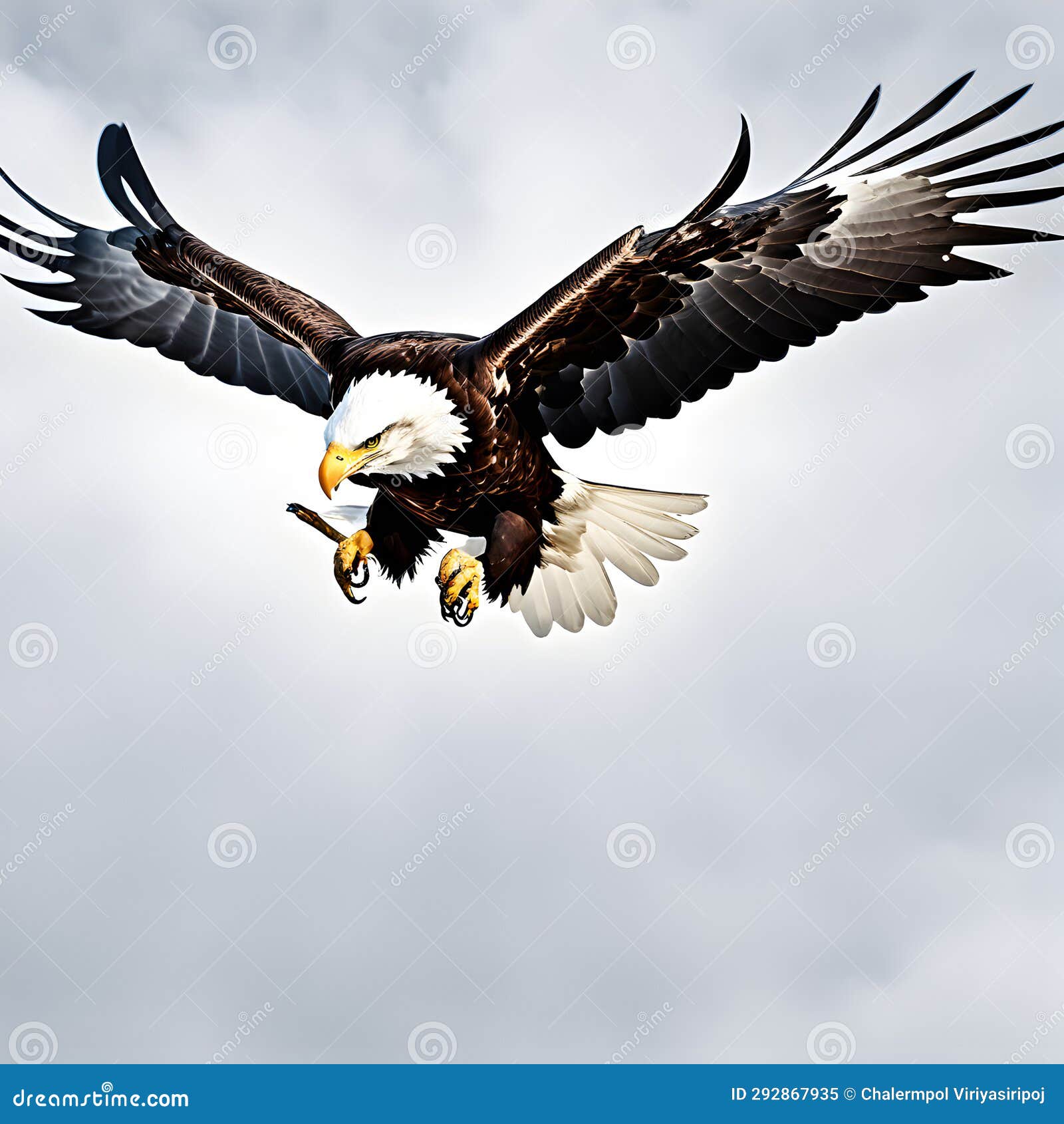 A Majestic Bald Eagle Swooping Down from the Sky. Stock Illustration ...