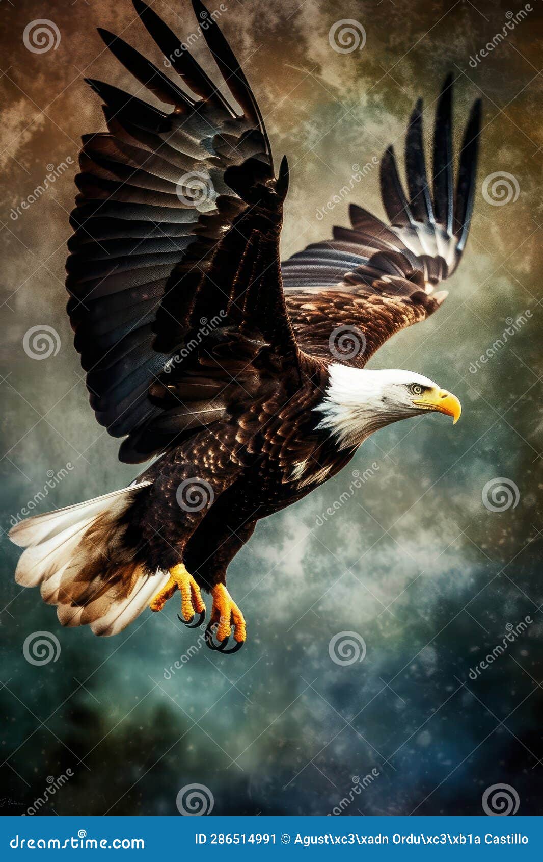 Majestic Bald Eagles Fly High in the Sky. Stock Illustration ...