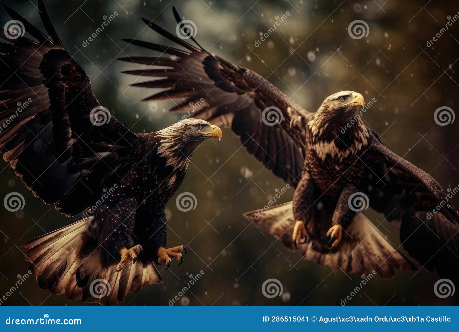 Majestic Bald Eagles Fly High in the Sky. Stock Illustration ...