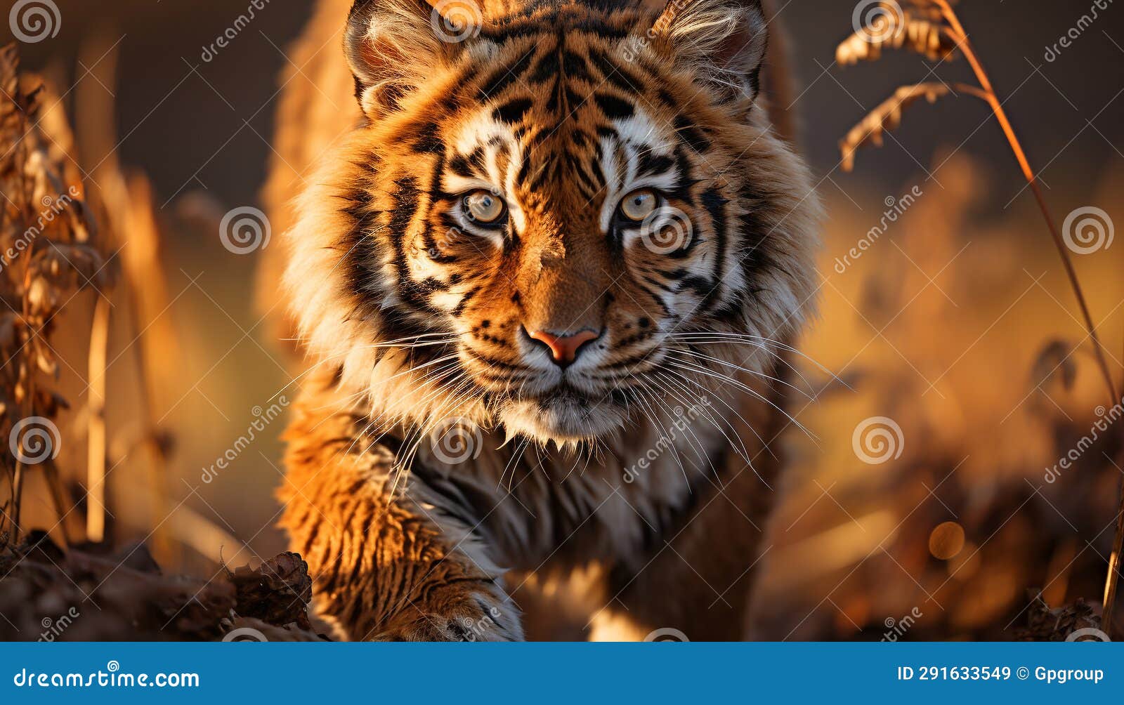 Majestic Bengal Tiger, Fierce Hunter, Staring into the Sunset Generated ...