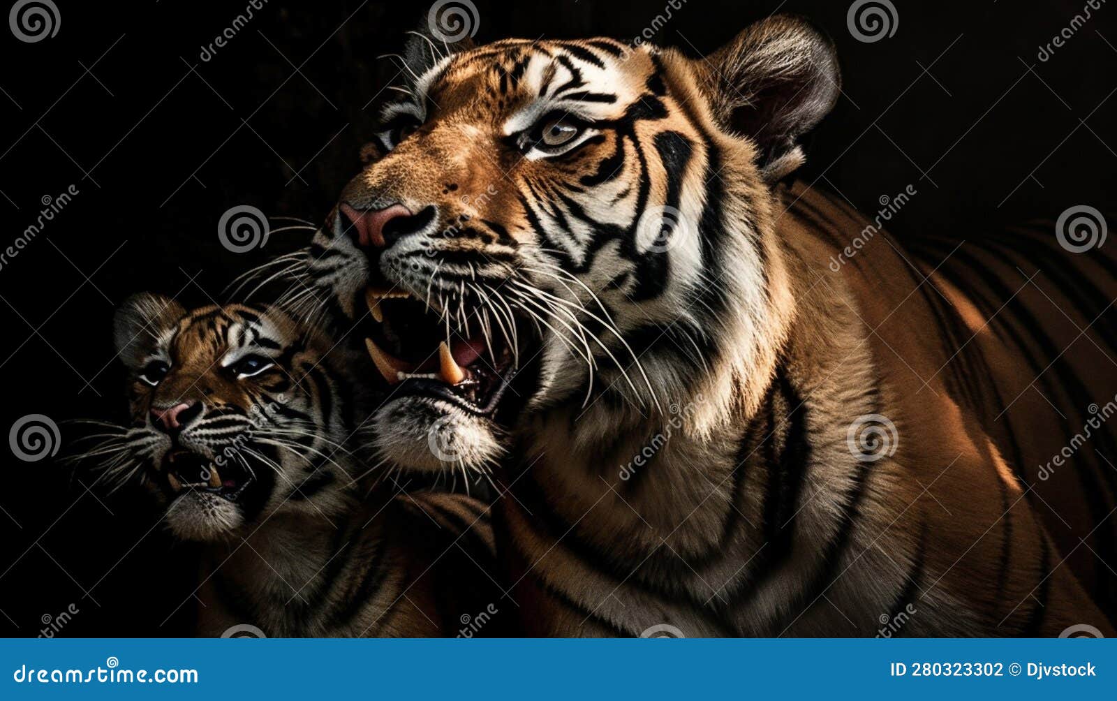 Majestic Bengal Tiger Staring Fiercely with Sharp Teeth in Focus ...