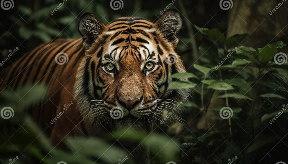 Majestic Bengal Tiger Staring with Selective Focus Generated by AI ...
