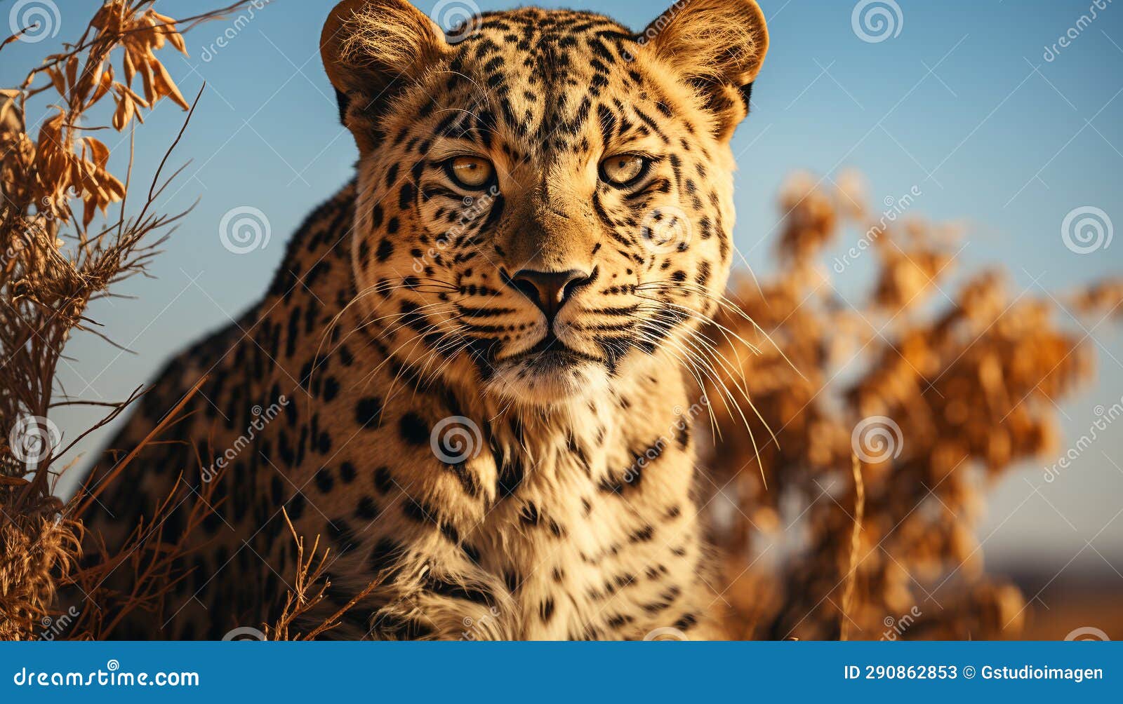 Majestic Big Cat Walking in African Wilderness, Staring at Sunset ...