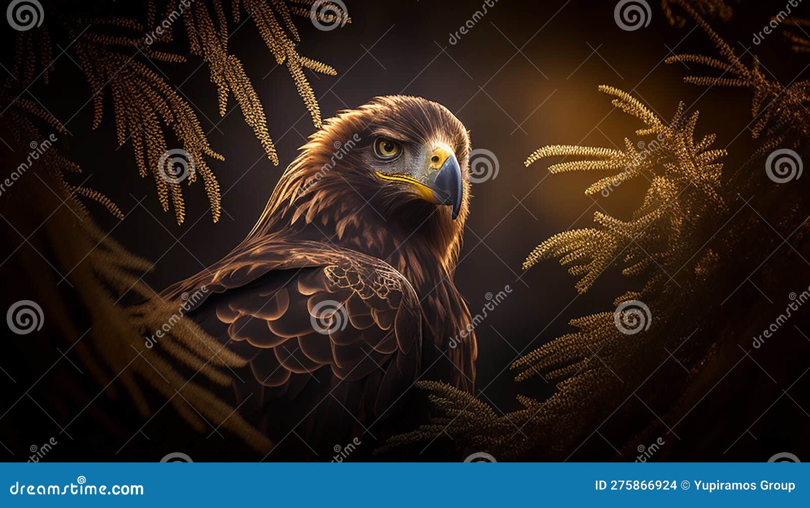 Majestic Bird of Prey Perching on Branch Generated by AI Stock Photo ...