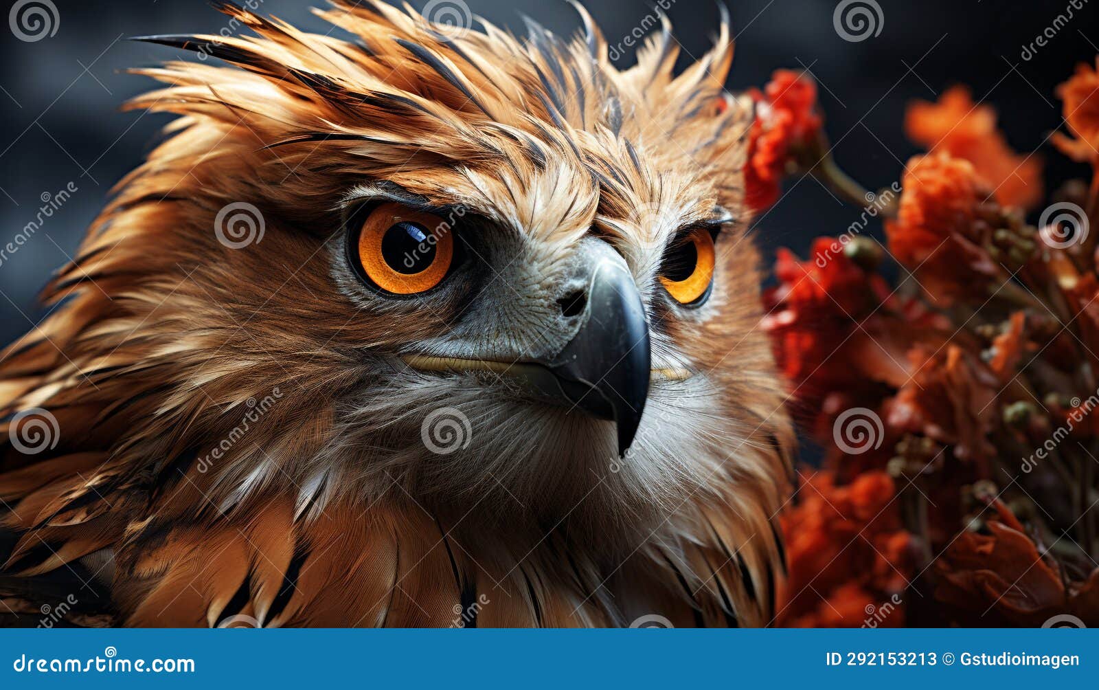 Majestic Bird of Prey Perching, Staring with Sharp, Focused Eyes ...