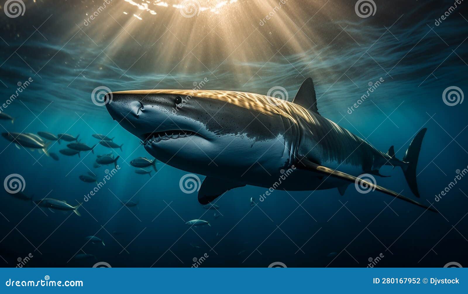 Majestic Blacktip Reef Shark Swimming in Deep Blue Saltwater Reef ...
