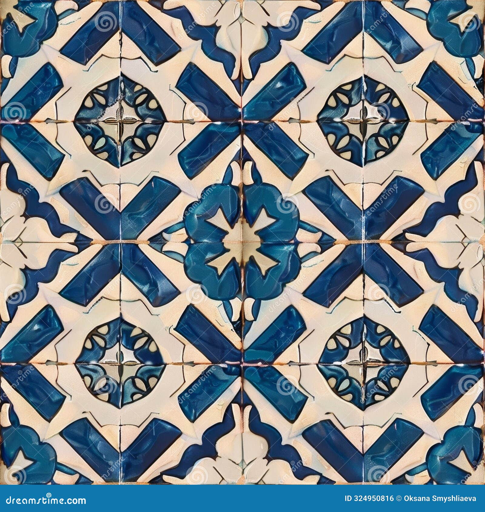 Majestic Blue and White Traditional Ceramic Tile Pattern Stock Photo ...