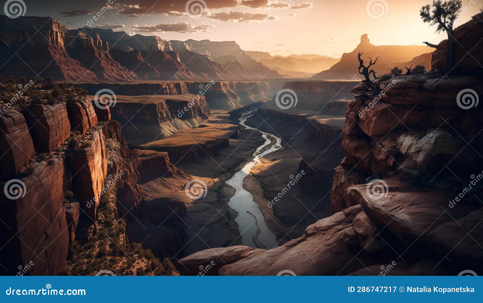 Majestic Canyon with High Rocks between Which the River Flows Stock ...