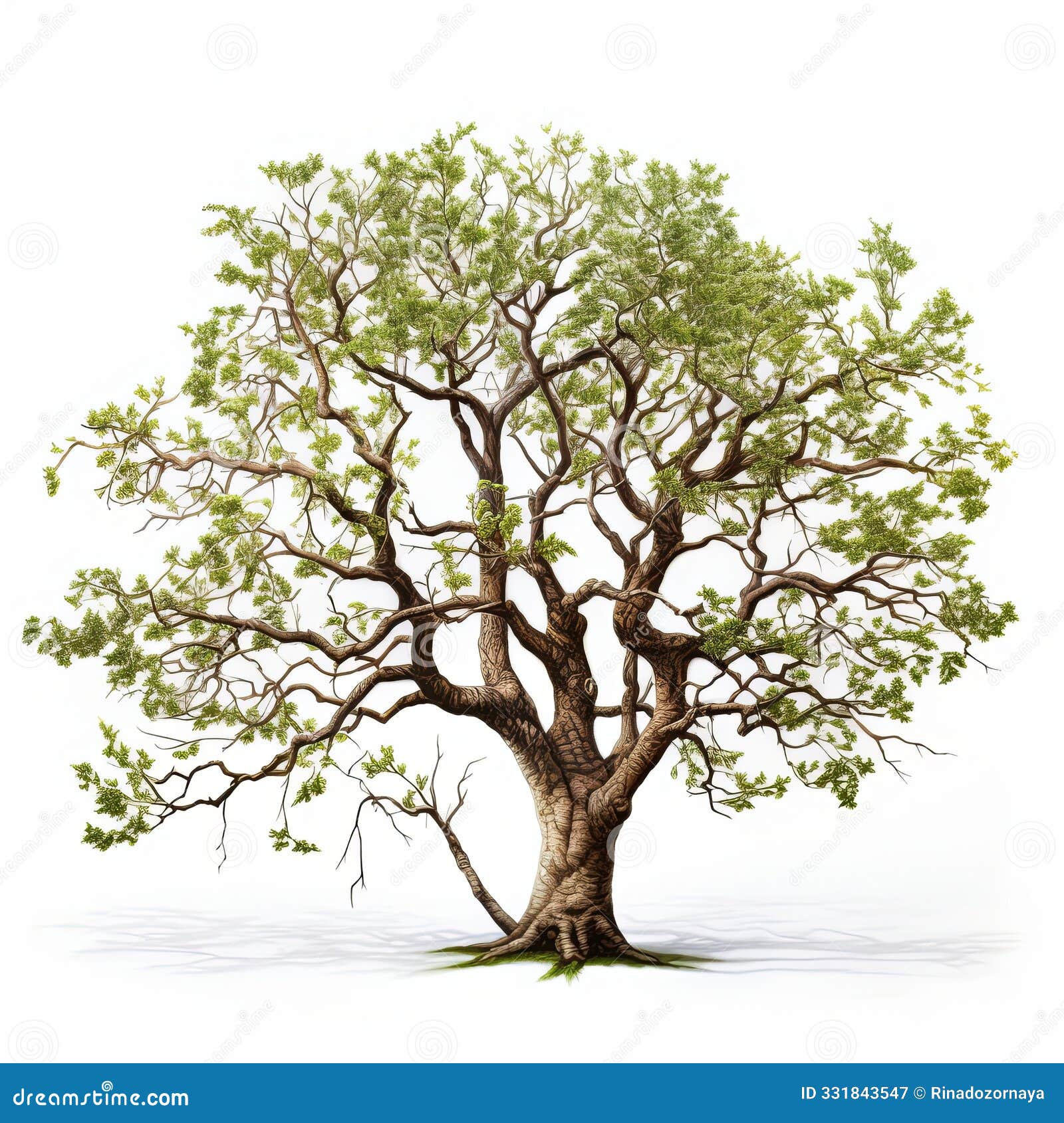 Majestic Centuries-Old Oak Tree with Sprawling Branches on White ...