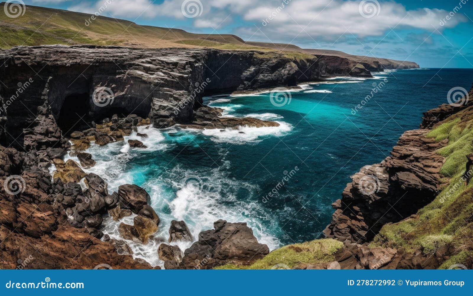 Majestic Cliff, Eroded by Waves, Beauty in Nature Generated by AI Stock ...