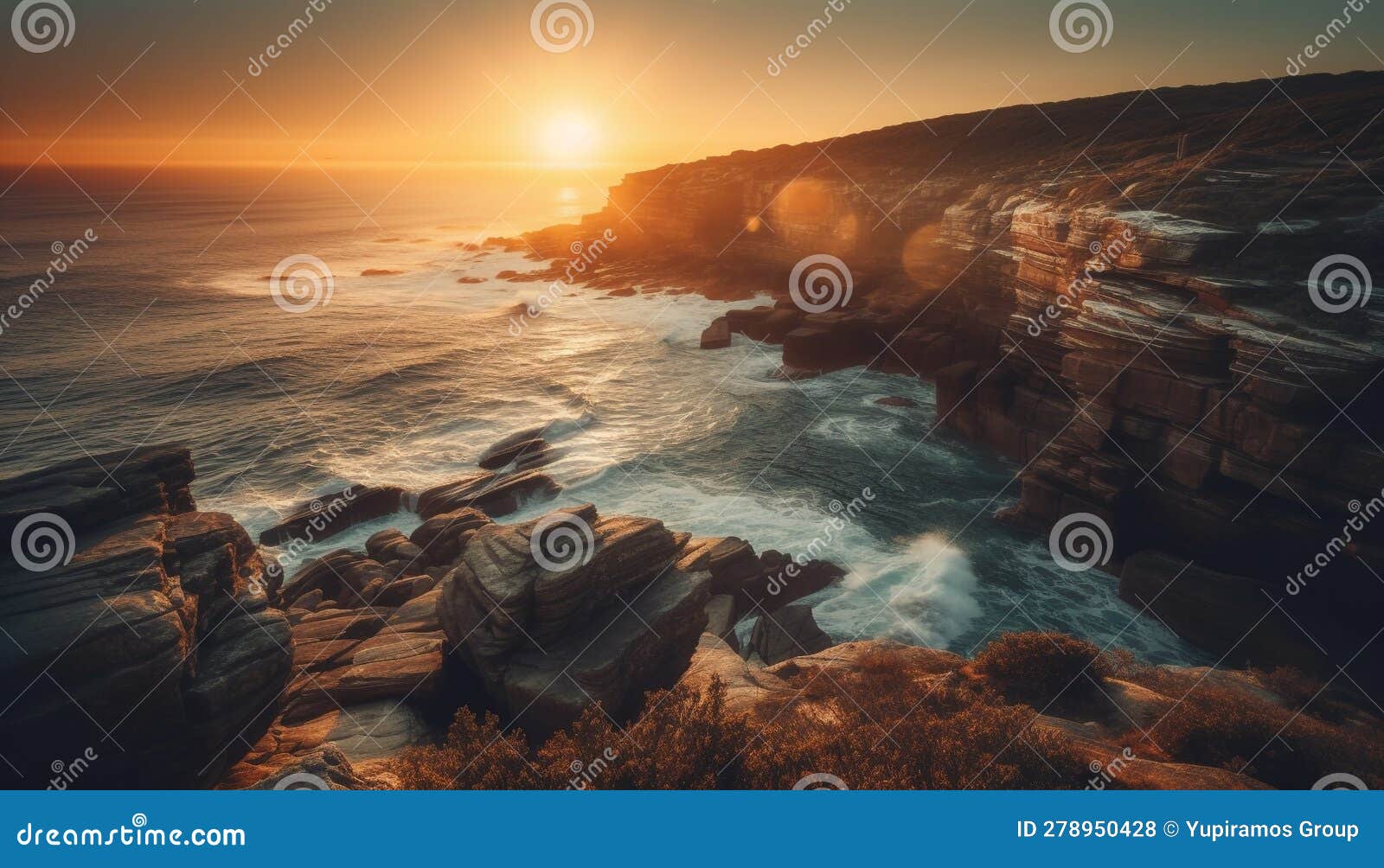 The Majestic Cliff Eroded by Waves at Big Sur Generated by AI Stock ...