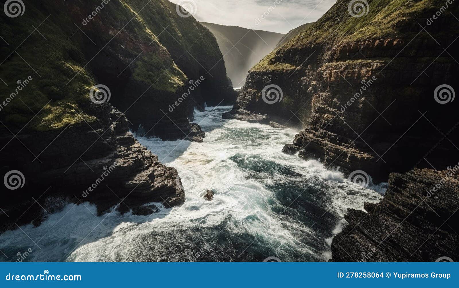 Majestic Cliff, Eroded by Waves, Spray Beauty Generated by AI Stock ...