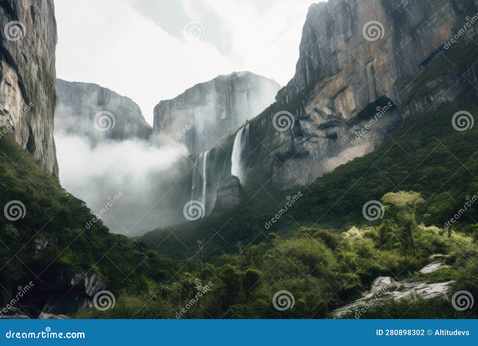Majestic Cliff Face with a Waterfall Cascading Over the Edge ...