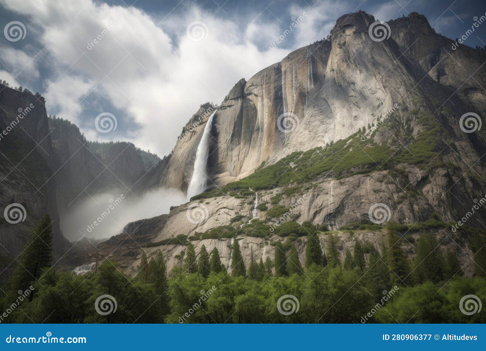 Majestic Cliff Face with a Waterfall Cascading Over the Edge ...