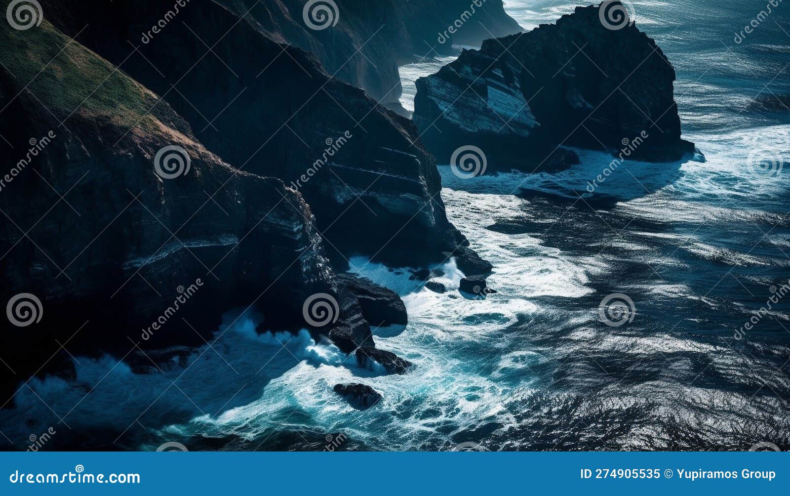 Majestic Cliff and Wave Create Extreme Terrain Generated by AI Stock ...