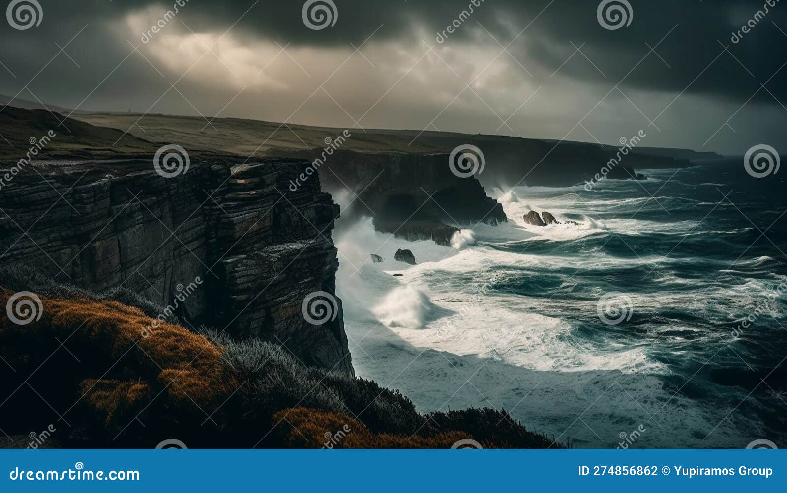 Majestic Coast, Eroded Cliffs, Endless Horizon Blues Generated by AI ...