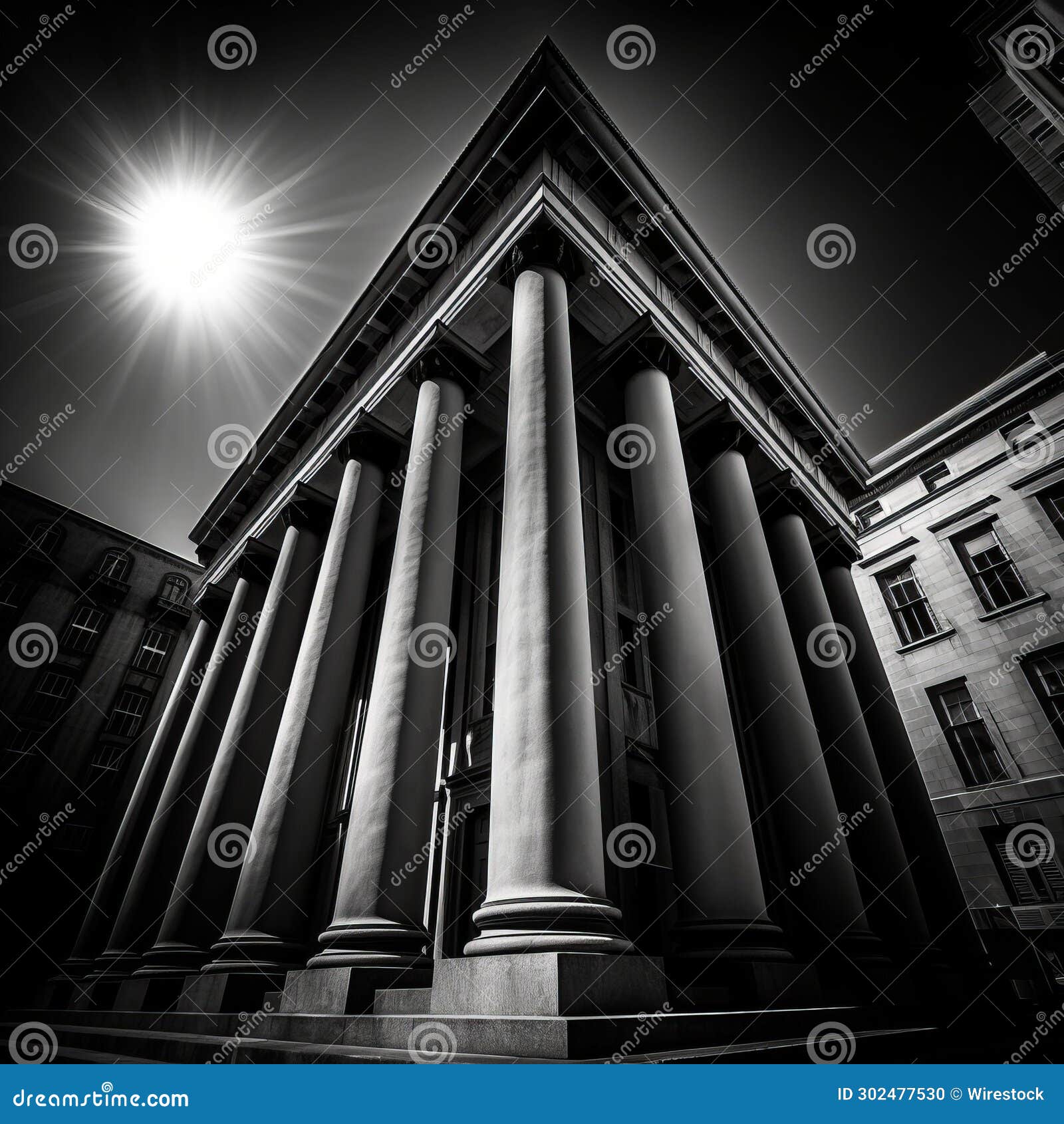 Majestic Columns Silhouetted Against a Backdrop of a Stunningly Bright ...