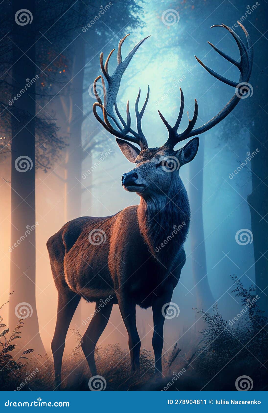 A Majestic Deer in a Misty Forest at Dawn. AI Generated Stock ...