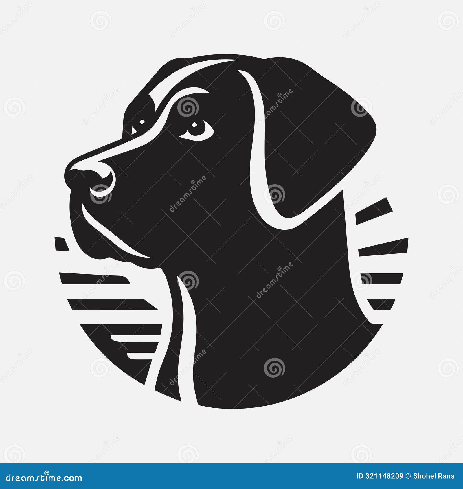 Majestic Dog Head Silhouette, Capturing Canine Elegance in Profile ...