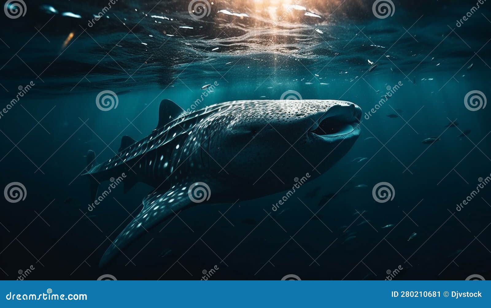 Majestic Dolphin Diving into Deep Blue Underwater Reef, Endangered ...