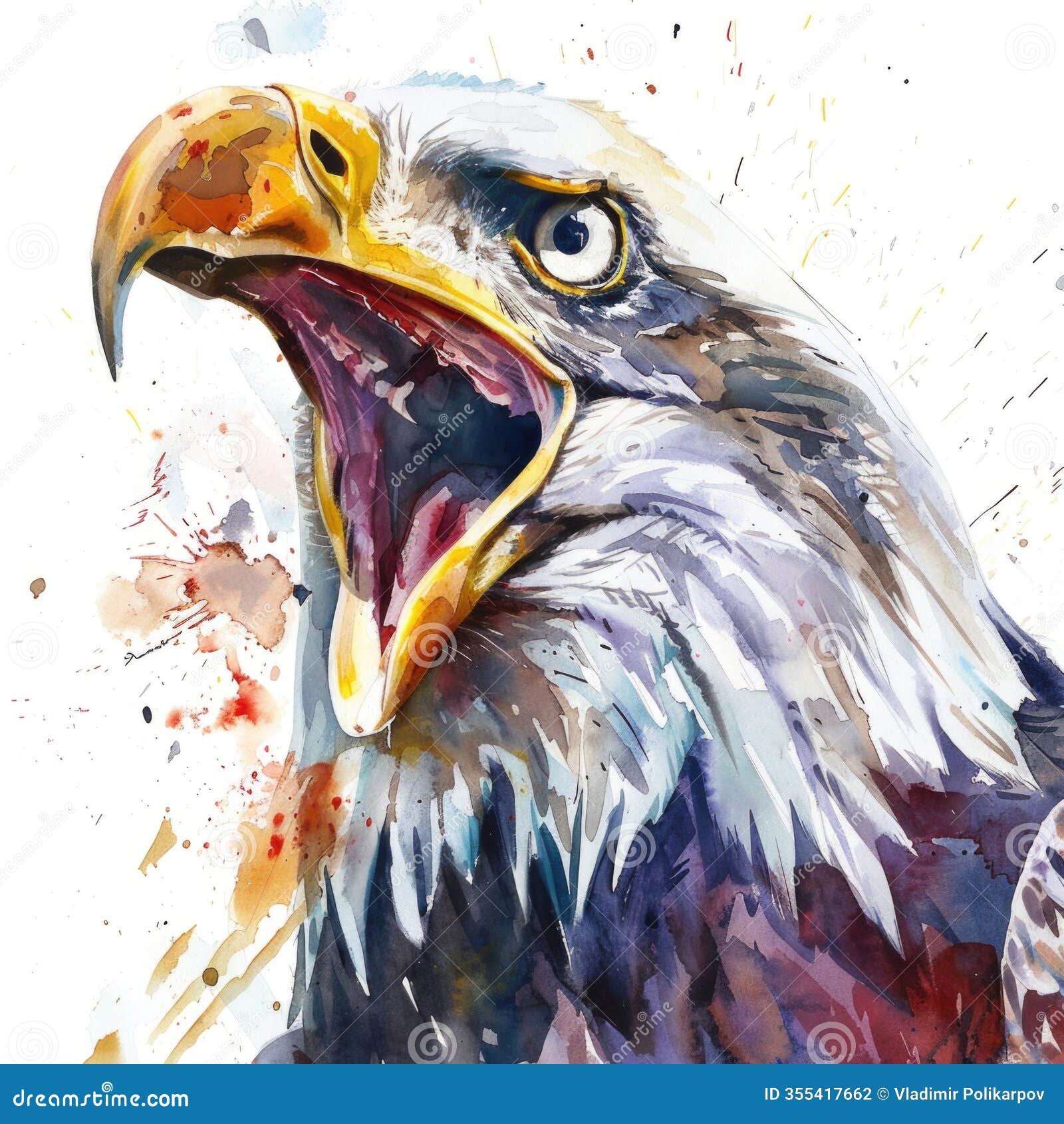 A Majestic Eagle with Its Beak Open, Ready To Scream or Roar Stock ...