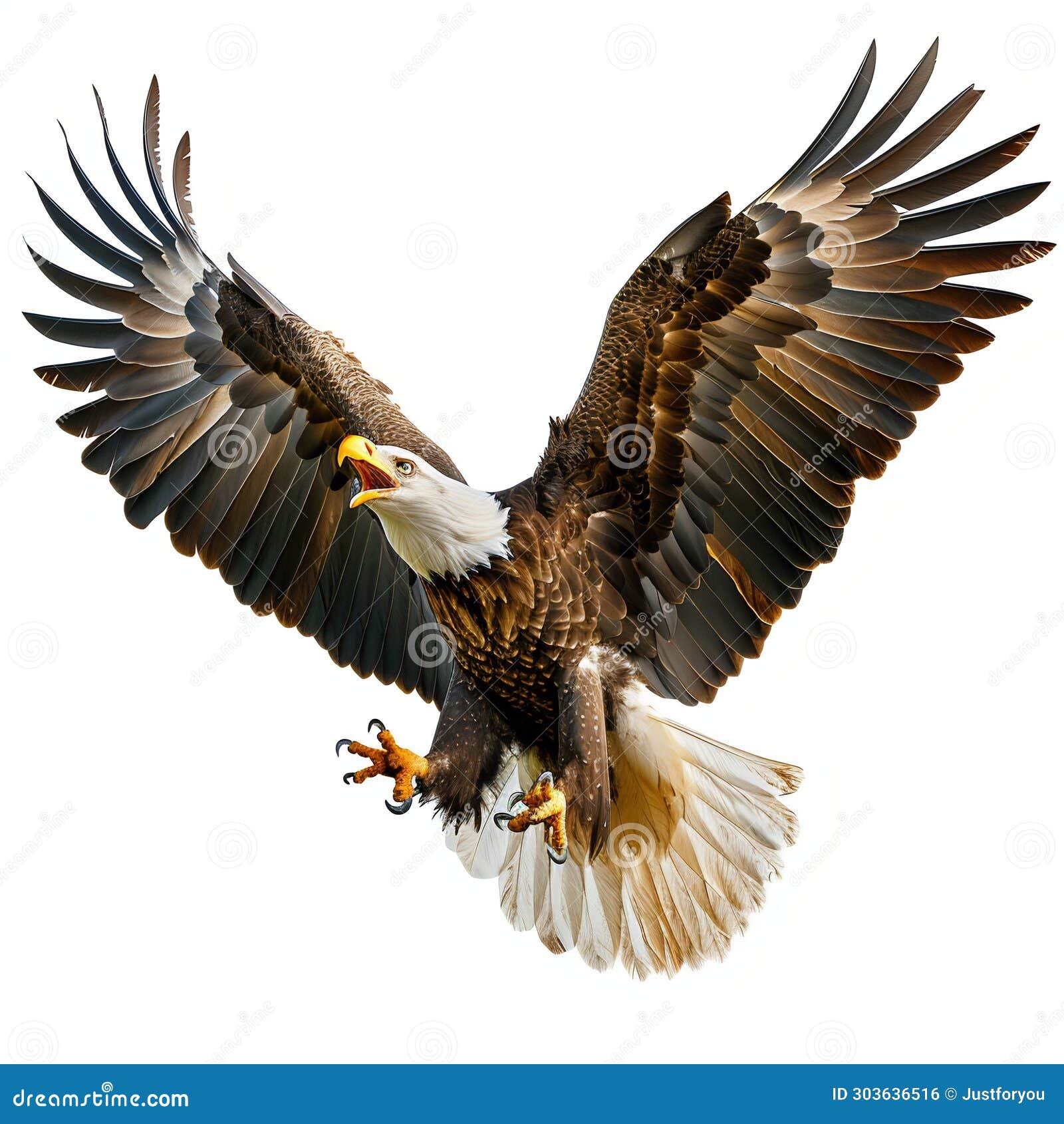 Majestic Eagle Screeching Isolated on White. Generative Ai Stock ...