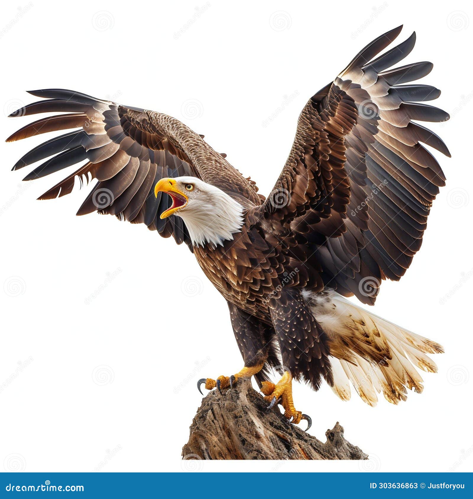 Majestic Eagle Screeching Isolated on White. Generative Ai Stock ...