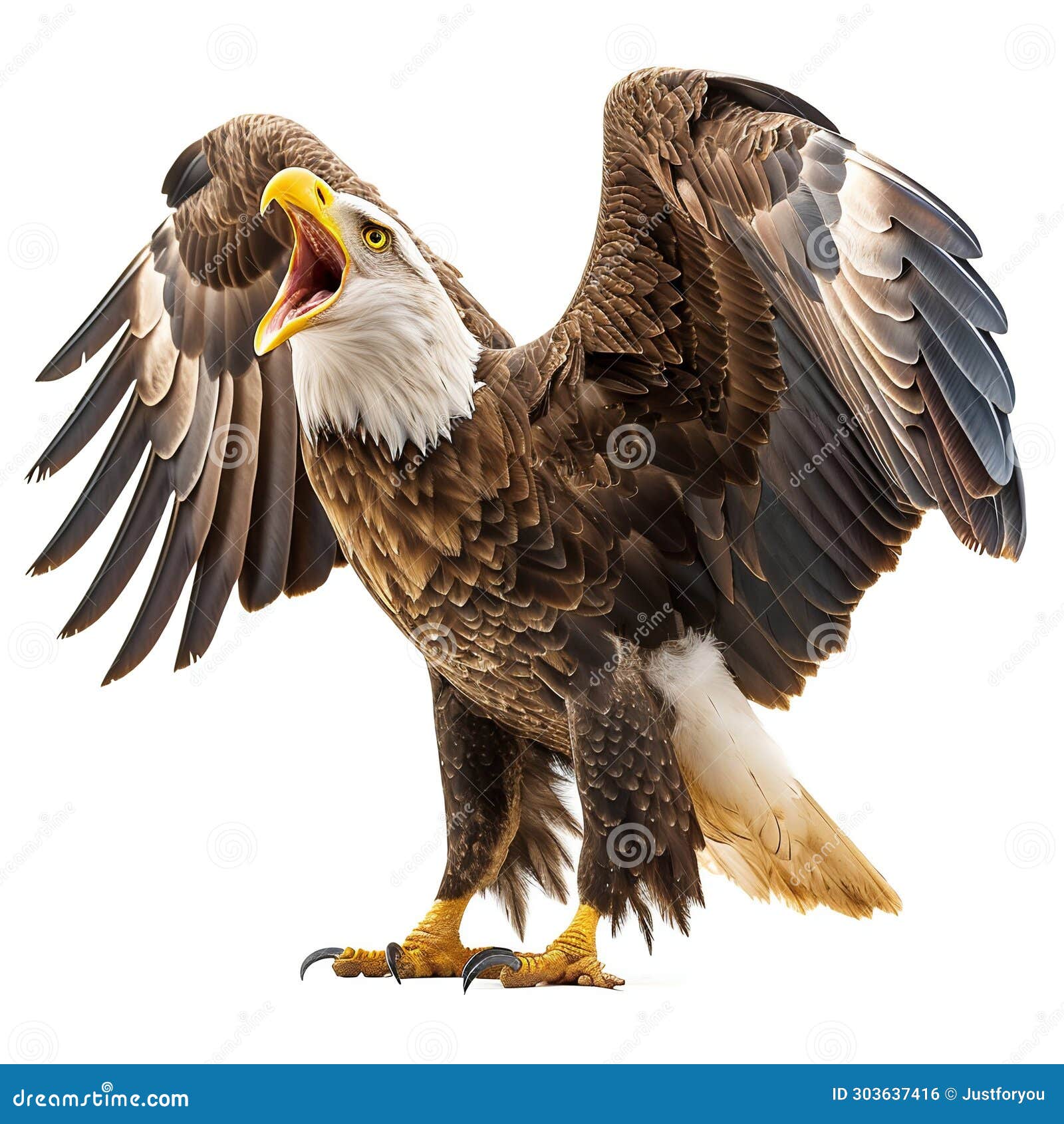 Majestic Eagle Screeching Isolated on White. Generative Ai Stock ...