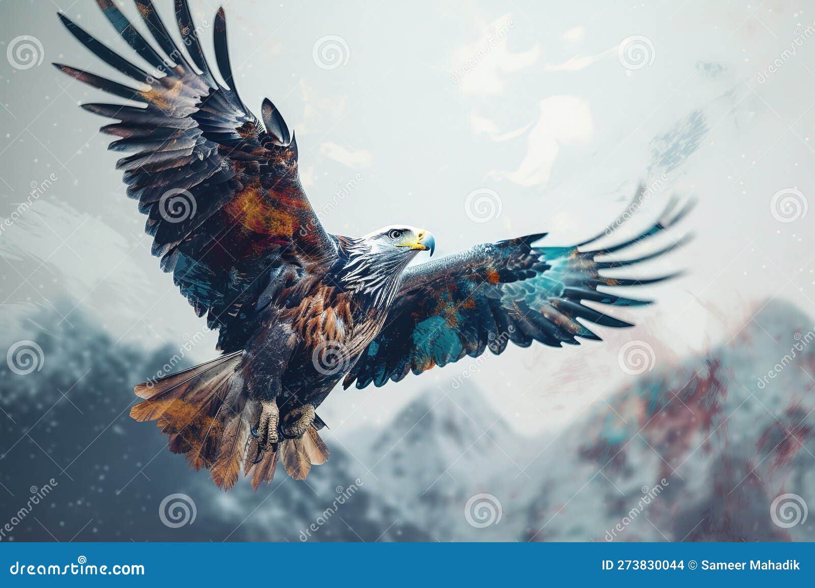 A Majestic Eagle Soaring through the Clouds. Generative AI Stock Illustration - Illustration of ...